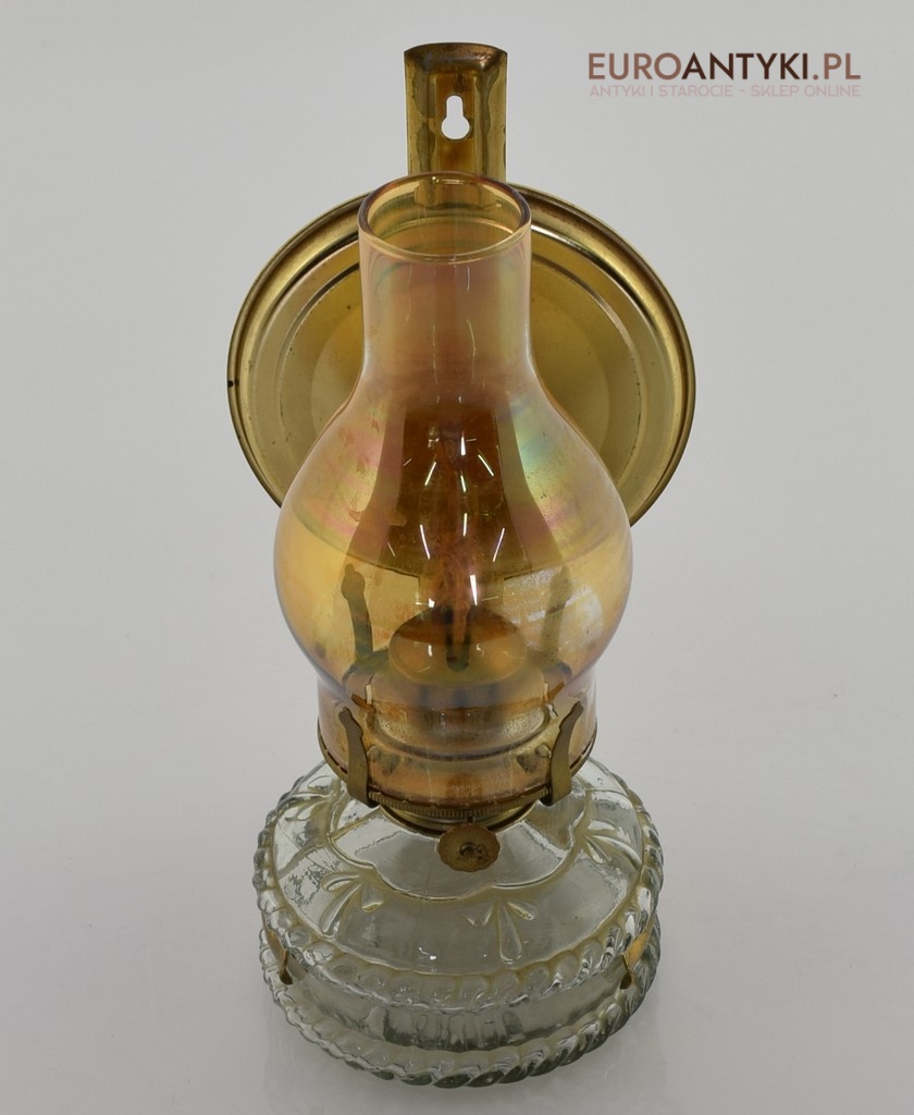 Starodawna lampa naftowa na ścianę. Zabytkowe oświetlenie. - EuroAntyki